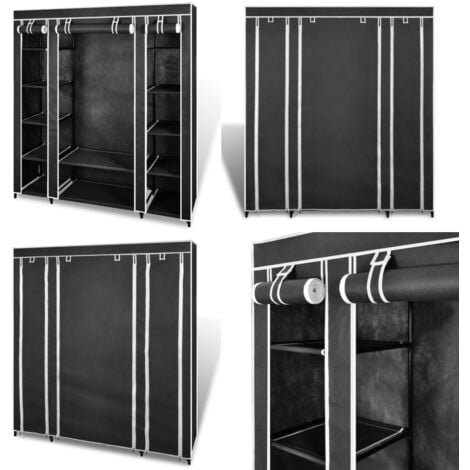 Armoire avec compartiments et tiges 45 x 150 x 176 cm Noir - Armoire ...