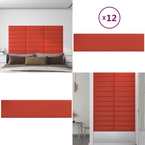 Panneaux muraux 12 pcs Rouge 60x15 cm Similicuir 1,08 m² - Panneau ...