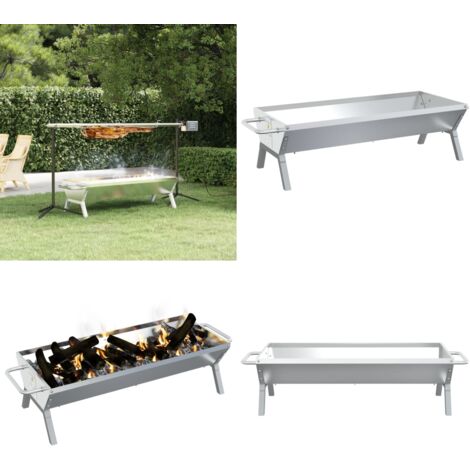 Plateau pour barbecue Argenté 118x42x30,5 cm Acier inoxydable - plateau ...