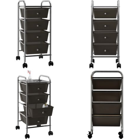 Chariot de rangement mobile à 4 tiroirs Noir Plastique - chariot de ...