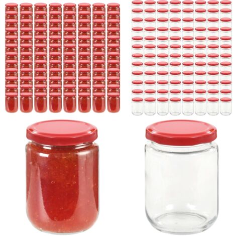 Pots à confiture avec couvercle rouge 96 pcs Verre 230 ml - pot à ...
