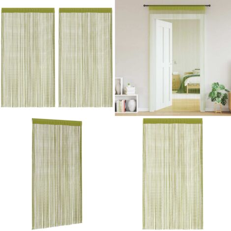 Rideau en fils 2 pcs 100 x 250 cm Vert - Rideaux Verts - Rideaux ...