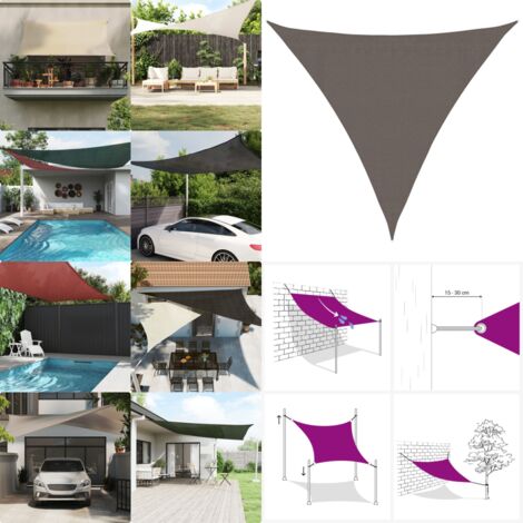 Parasol en PEHD triangulaire 3,6 x 3,6 x 3,6 m Anthracite - Parasol ...