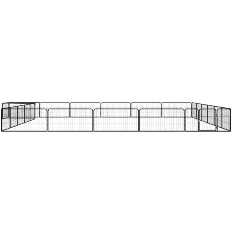 Parc pour chien 24panneaux Noir 100x50cm Acier enduit de poudre - Parc ...