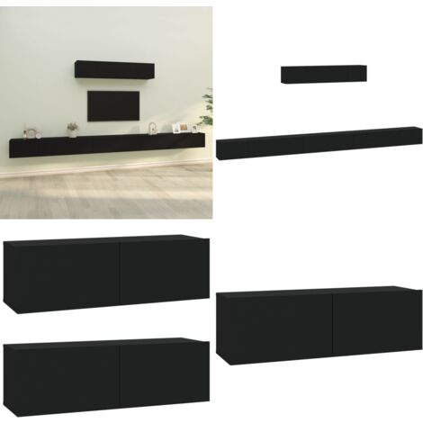 Ensemble de meubles TV 6 pcs Noir Bois d'ingénierie - Meuble Tv ...
