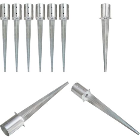 Piquets au sol 6 pcs Argenté 10x76 cm Acier galvanisé - piquet au sol ...