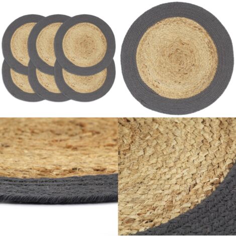 Napperons 6 pcs Naturel et anthracite 38 cm Jute et coton - napperon ...