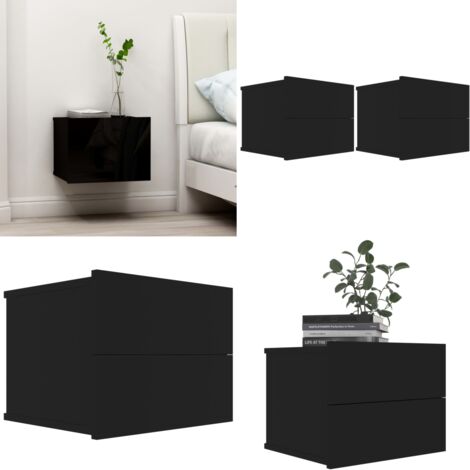 Tables de chevet 2 pcs Noir 40x30x30 cm Bois d'ingénierie - Table De ...