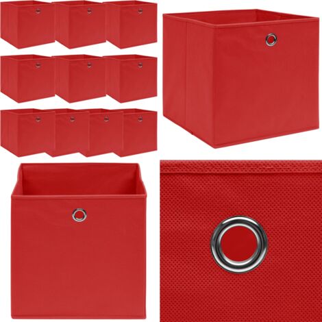 Boîtes de rangement 10 pcs Rouge 32x32x32 cm Tissu - boîte de rangement ...