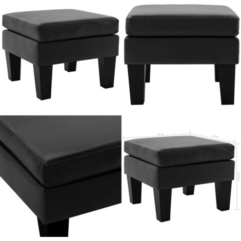 Repose-pied Noir Similicuir - Pouf Design - Pouf Moderne - Repose Pied ...