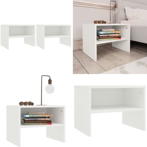 Tables de chevet 2 pcs Blanc 40x30x30 cm Bois d'ingénierie - Table De ...
