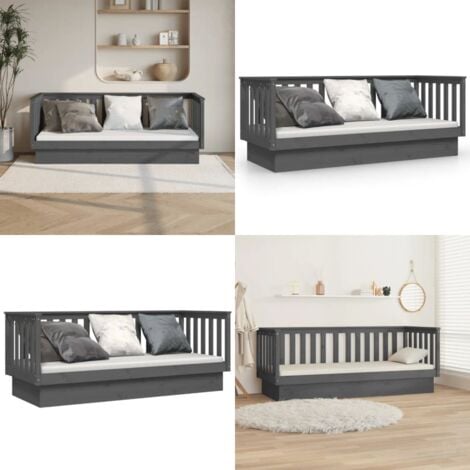 Lit de jour sans matelas gris 90x190 cm bois de pin massif - Lit De ...