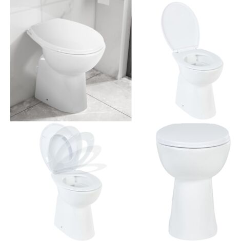 Toilette haute sans bord fermeture douce 7 cm Céramique Blanc ...
