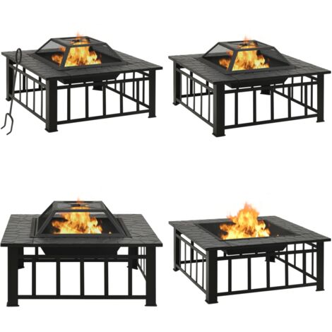 Foyer avec tisonnier 79x79x46,5 cm XXL acier - foyer - foyers - Home ...