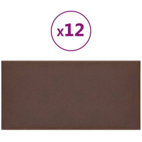 Panneaux muraux 12 pcs Marron 30x15 cm Similicuir 0,54 m² - Panneau ...
