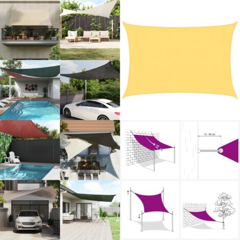Voile d'ombrage 160 g/m² Beige 3x5 m PEHD - Parasol - Voile D'ombrage ...