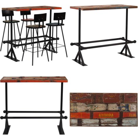 Mobilier de bar 5 pcs Bois de récupération massif Multicolore - Meuble ...