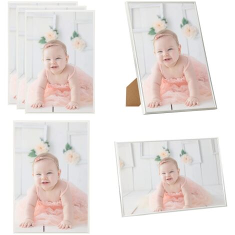 Collage de cadres photo 3 pcs de mur table Argenté 70x90 cm MDF - cadre ...