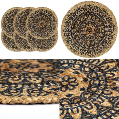 Napperons 6 pcs Bleu foncé 38 cm Rond Jute - napperon - napperons ...