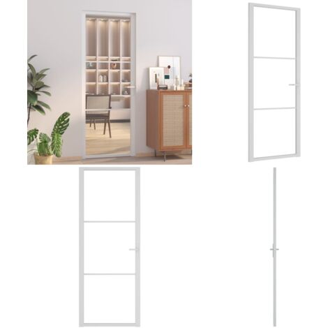 Porte intérieure 76x201,5 cm Blanc Verre ESG et aluminium - Porte ...