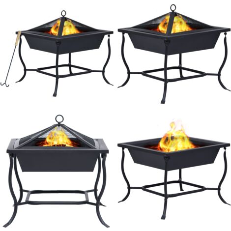 Foyer Noir 42x42x45 cm Acier - foyer - foyers - Home & Living