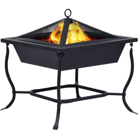 Foyer Noir 42x42x45 cm Acier - foyer - foyers - Home & Living