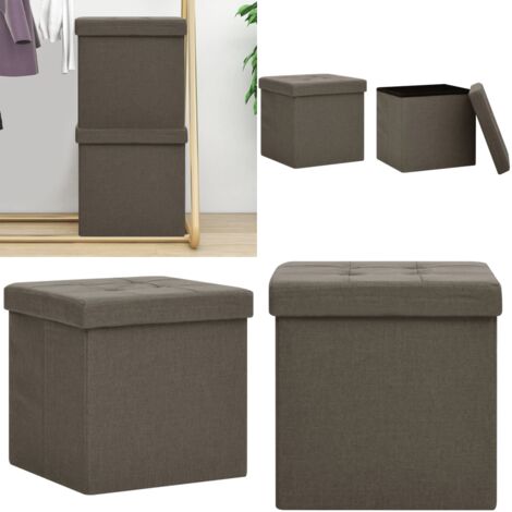 Tabourets de rangement pliables lot de 2 marron faux lin - tabouret de ...