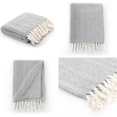 Couverture coton à chevrons 125x150 cm Gris - Couverture En Coton ...