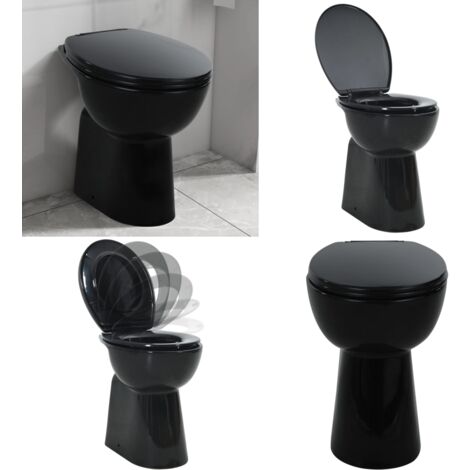 Toilette haute sans bord fermeture douce 7 cm Céramique Noir ...