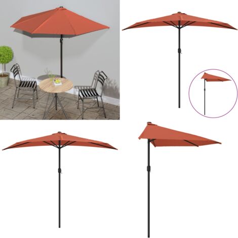 Parasol de balcon et mât en aluminium Terre cuite 270x144x222cm ...