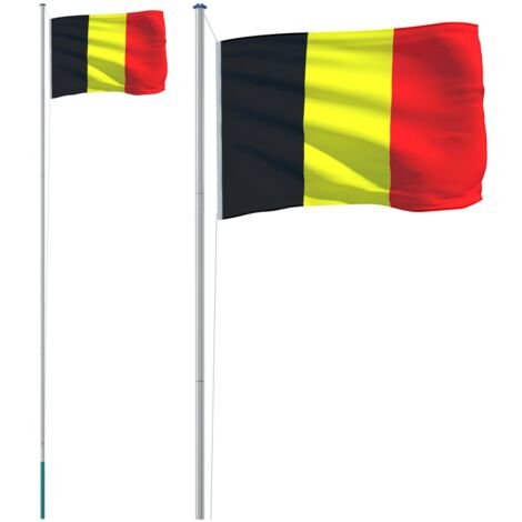 Drapeau de la Belgique et mât 6,23 m Aluminium - drapeau belge ...
