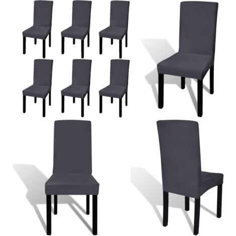 Housse de chaise droite extensible 6 pcs anthracite - housse de chaise ...