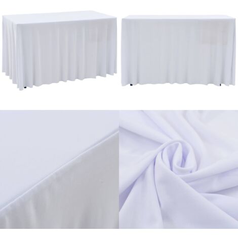 Nappes élastiques de table avec jupon 2 pcs 183x76x74cm Blanc - nappe ...