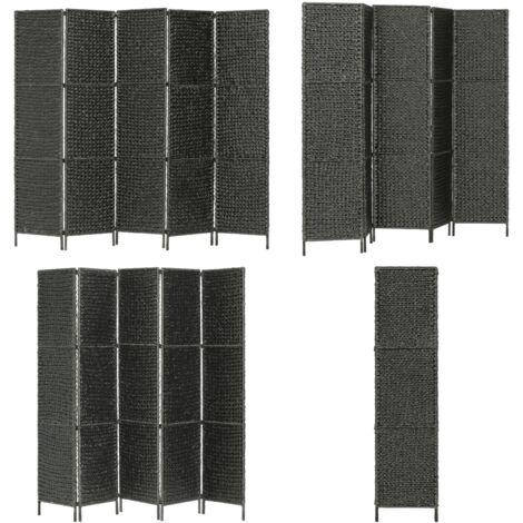 Cloison de séparation 5 panneaux Noir 193x160 cm Jacinthe d'eau ...