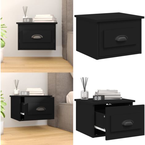 Table de chevet murale noir 41,5x36x28 cm - Table De Chevet Murale ...