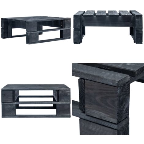 Repose-pied palette de jardin bois noir - repose-pied palette - pouf ...