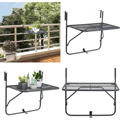 Table de balcon Noir 60x40 cm Acier - Table De Balcon - Table D ...