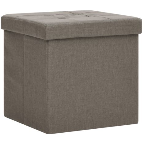 Tabouret de rangement pliable Taupe Faux lin - tabouret de rangement ...