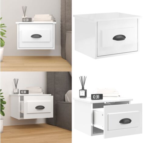 Table de chevet murale blanc brillant 41,5x36x28 cm - Table De Chevet ...