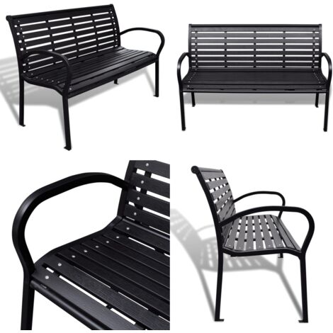 Banc de jardin 125 cm acier et WPC noir - Banc De Jardin - Mobilier De ...