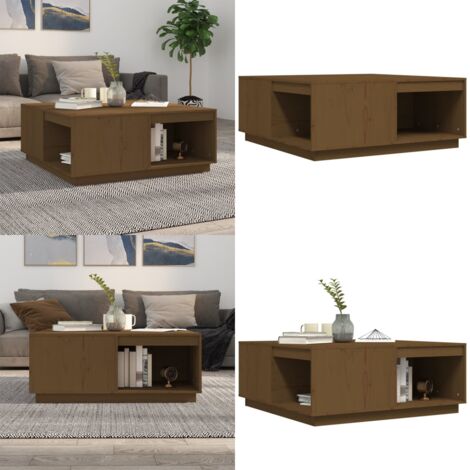 Table basse Marron miel 100x101x40,5 cm Bois massif de pin - Table Basse - Meuble Salon - Table ...