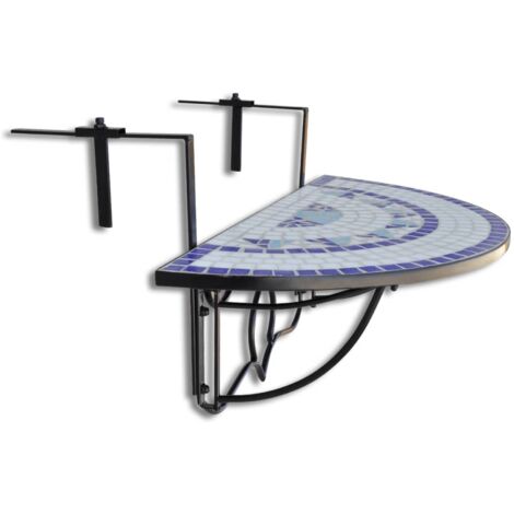 Table suspendue de balcon Bleu et blanc Mosaïque - Table De Balcon ...