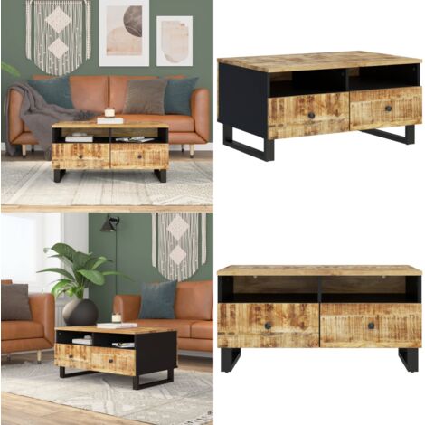 Table basse 80x54x40 cm Bois de manguier solide et d'ingénierie - Table Basse - Table D'appoint ...