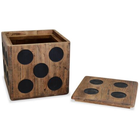 Boîte de rangement Bois Mindi 40x40x40 cm Design Dés - boîte de ...