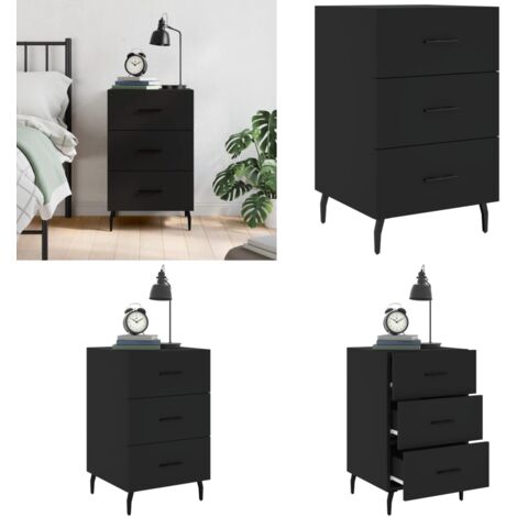Table de chevet noir 40x40x66 cm bois d'ingénierie - armoire de chevet ...
