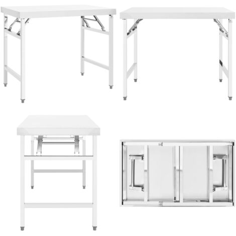 Table de travail pliable de cuisine 100x60x80 cm Inox - table de ...