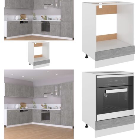 Armoire à four Gris béton 60x46x81,5 cm Bois d’ingénierie - Armoire À ...