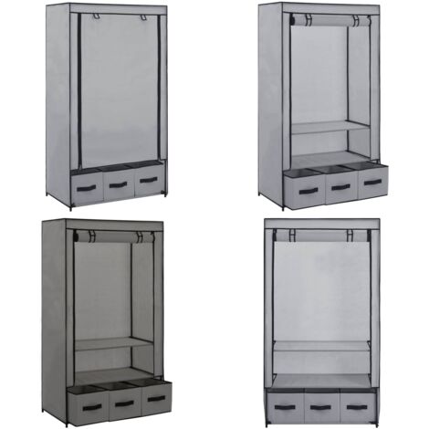 Garde-robe Gris 87 x 49 x 159 cm Tissu - Armoire Pliante - Armoire ...