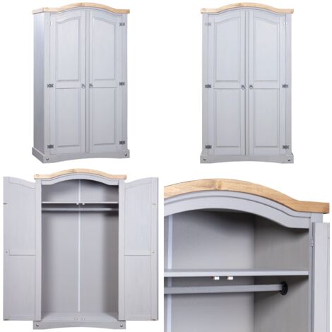 Garde-robe avec 2 portes Gamme Corona pin mexicain Gris - garde-robe ...