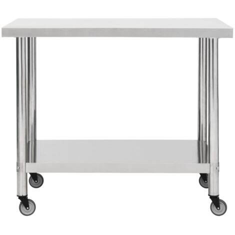 Table de travail de cuisine avec roues 100x30x85 cm Inox - table de ...